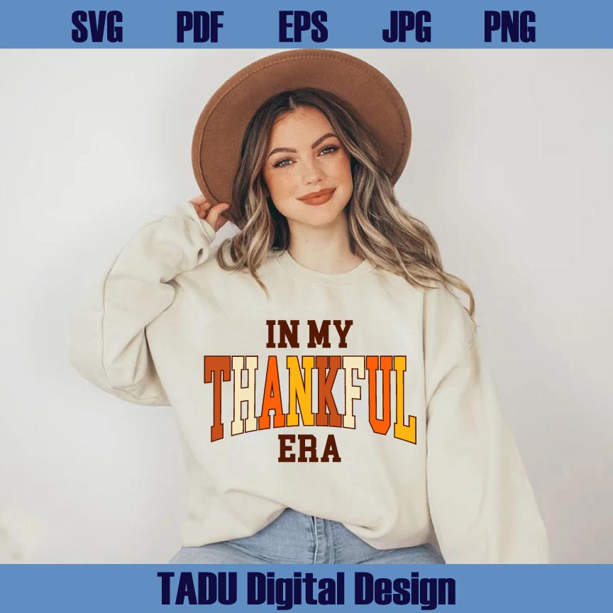 In My Thankful Era Png Thanksgiving Svg Retro Varsity Thankful Png