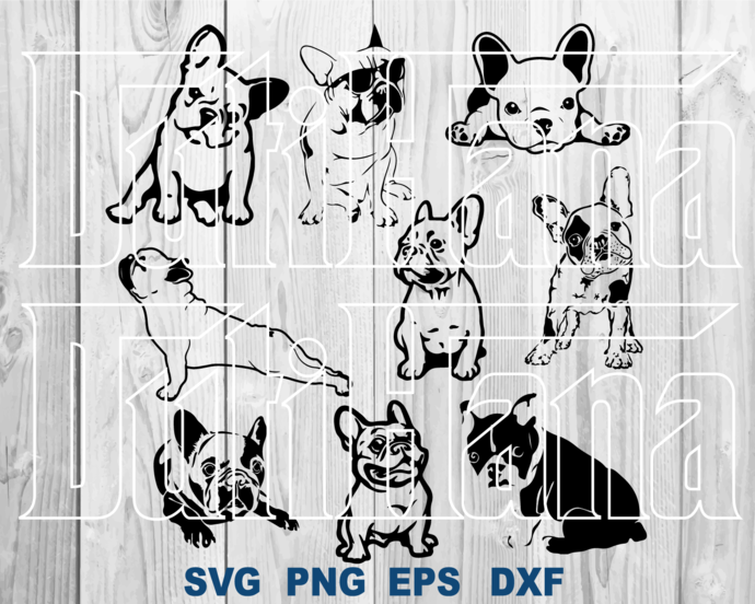 Pet Dog French Bulldog Face Glasses SVG Peeking Paws Animal clipart Si