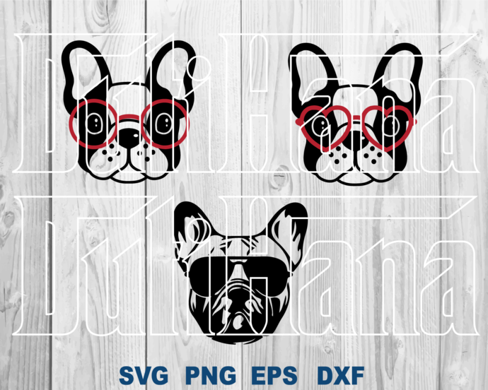 Pet Dog French Bulldog Face Glasses SVG Peeking Paws Animal clipart Si