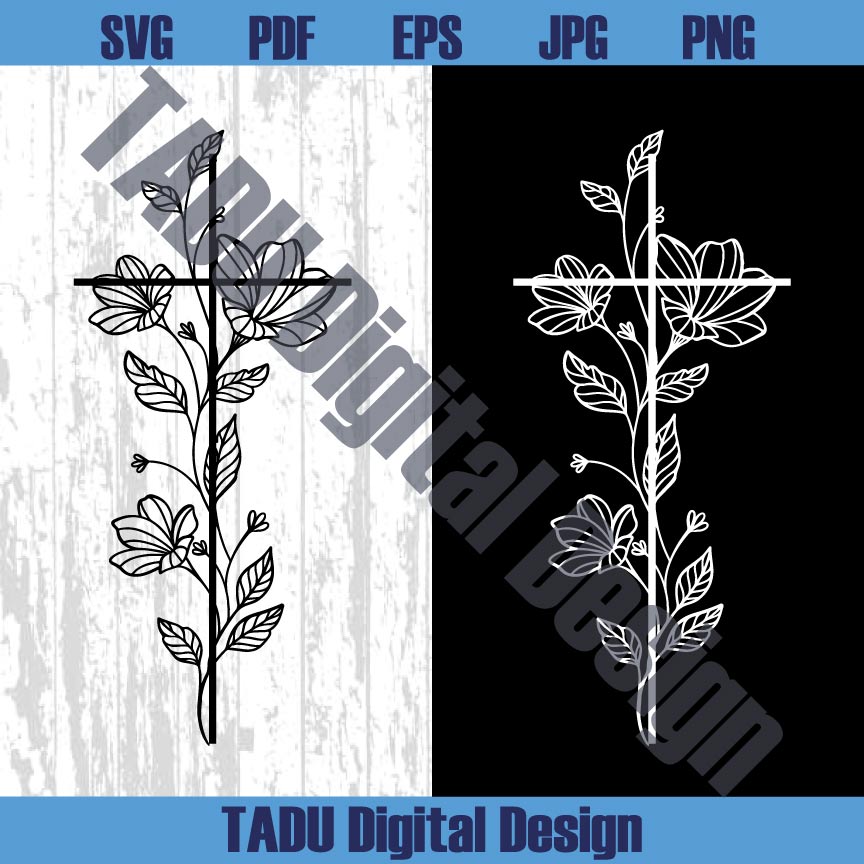 Floral Cross Svg Flower Cross Svg Faith Svg Cross With Flowers Png