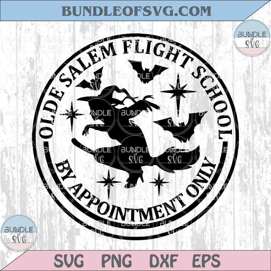 Olde Salem Flight School Svg Halloween Svg Witch Round Sign Png