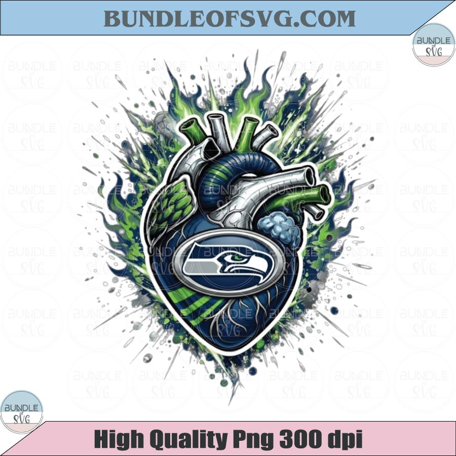 Seattle Seahawks Heart PNG Football Seahawks Anatomical Heart