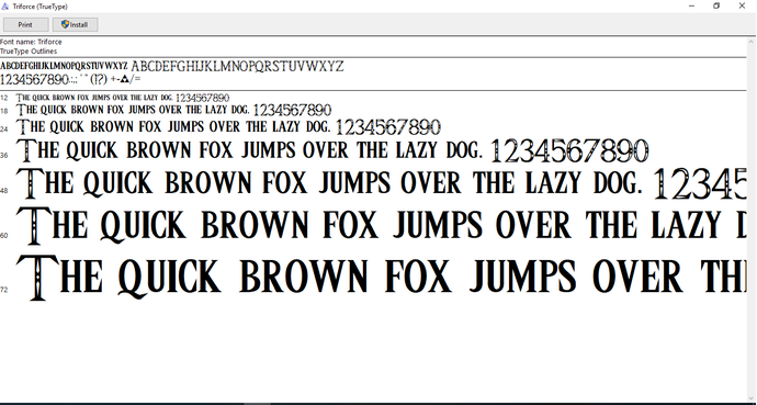 Legend Of Zelda font file ttf otf font true type font installable on P