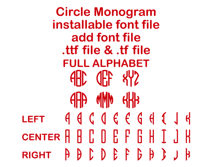 Round Circle Monogram font file ttf otf font true type font installabl