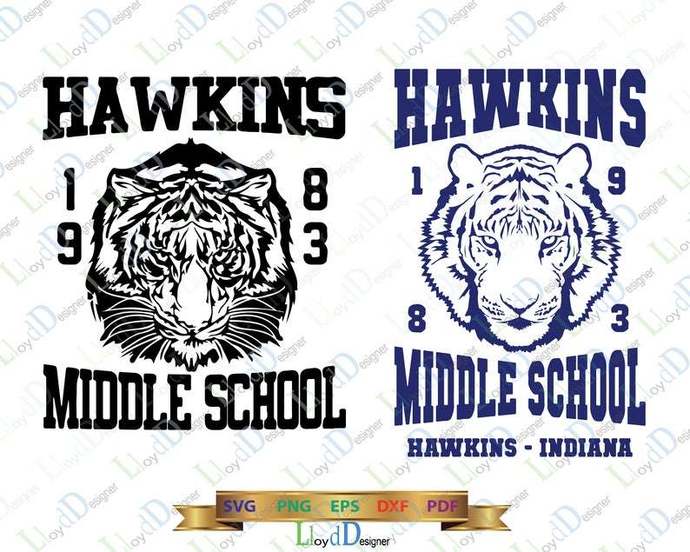 Stranger things Hawkins Middle School Logo tiger paw svg stranger thin