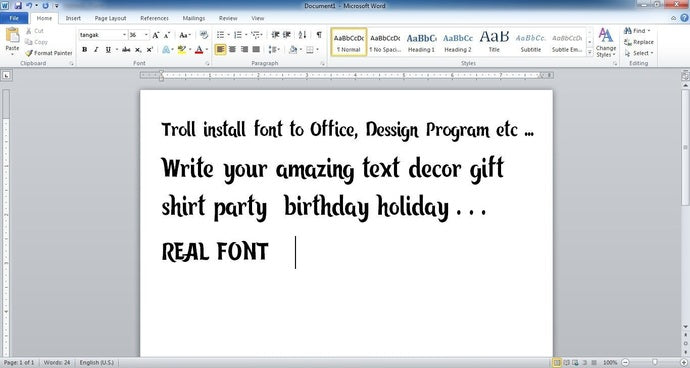 Install Trolls font file ttf otf font true type font installable on PC