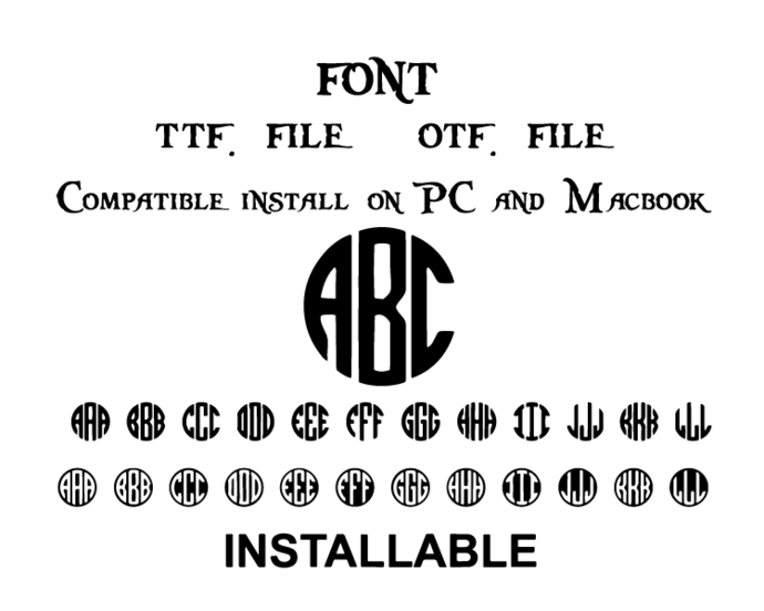 Circle Monogram font file .ttf font true type font installable on PC M