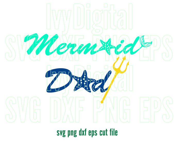 Mermaid Dad svg Father Mermaid Tail Dad and daughter shirt Little Merm