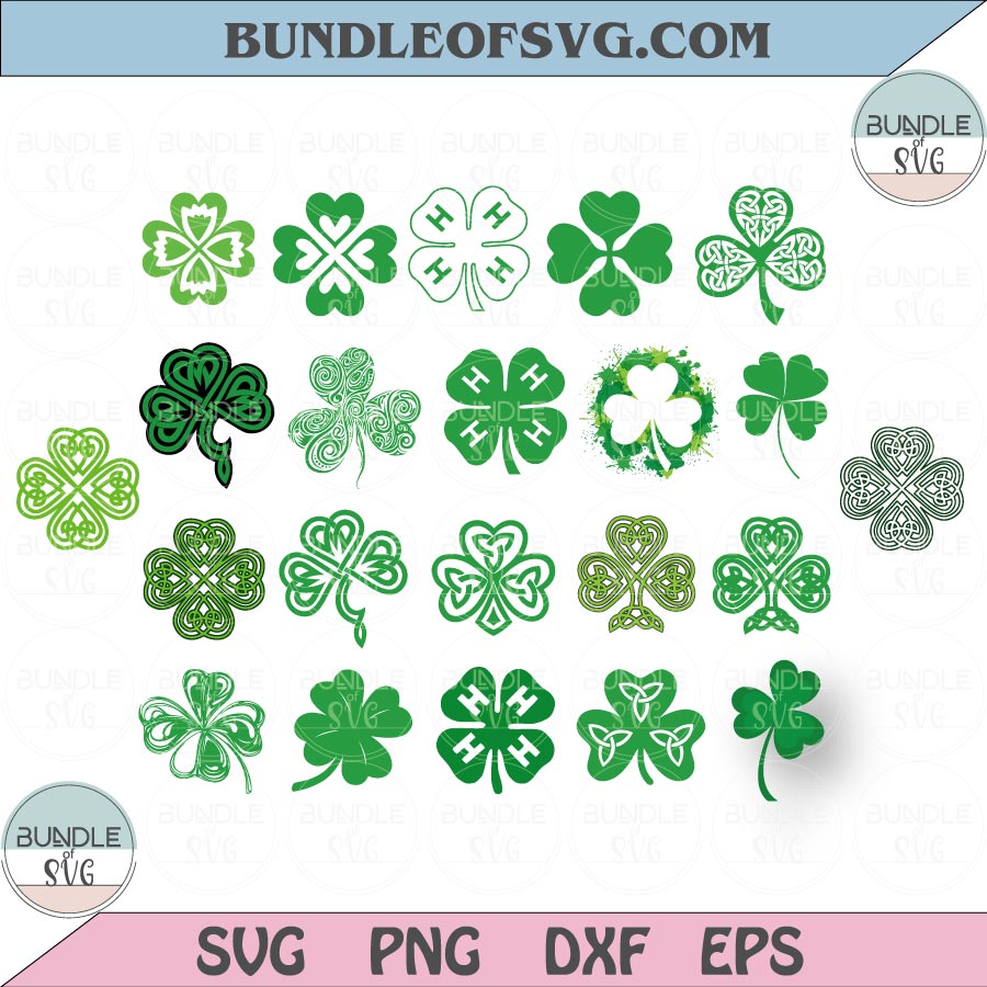 Bundle Shamrock Svg St Patricks 4H 4 leaf Clover Svg Shamrock Png