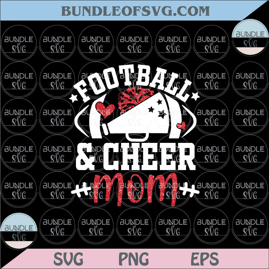 Football And Cheer Mom Png Sublimation Glitter Cheerleader Svg Png