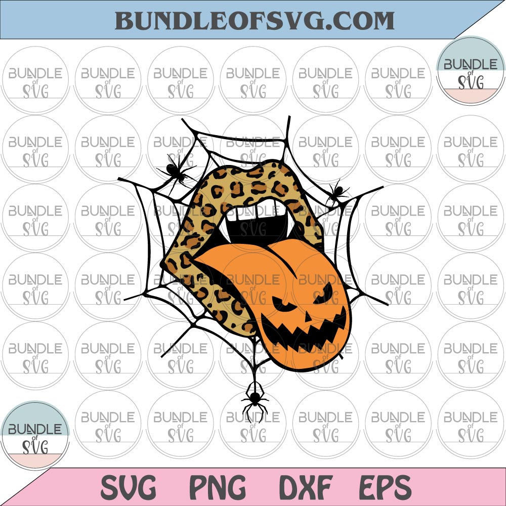 Pumpkin Lips svg Leopard Lips svg Halloween Pumpkin Tongue svg