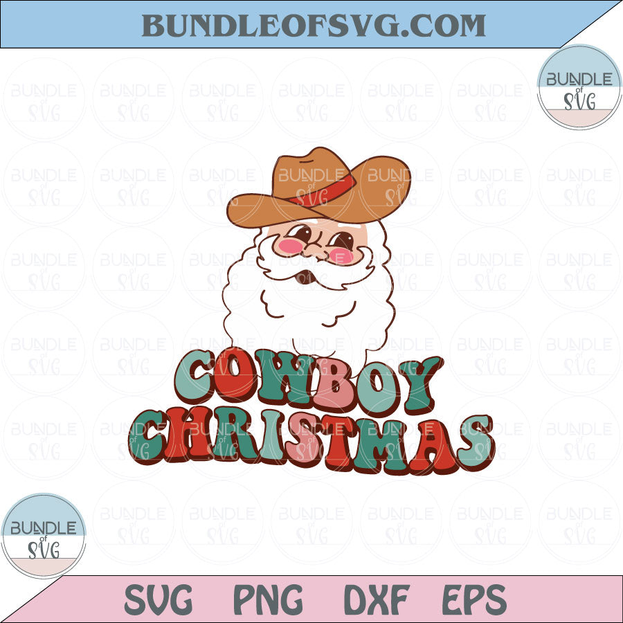 Retro Santa Claus Cowboy hat Svg Cowboy Christmas Western Svg Png