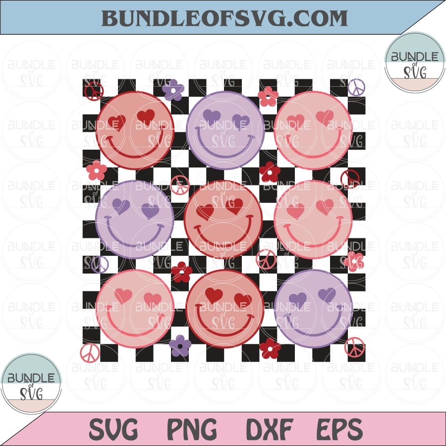Smiley Face Lovely Heart Face Retro Valentine Svg Png Sublimation