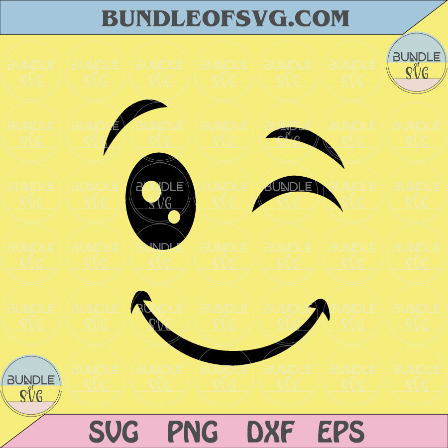 Winking Face Emoji Svg Winking Emoji svg Wink Emoji Svg Png Dxf