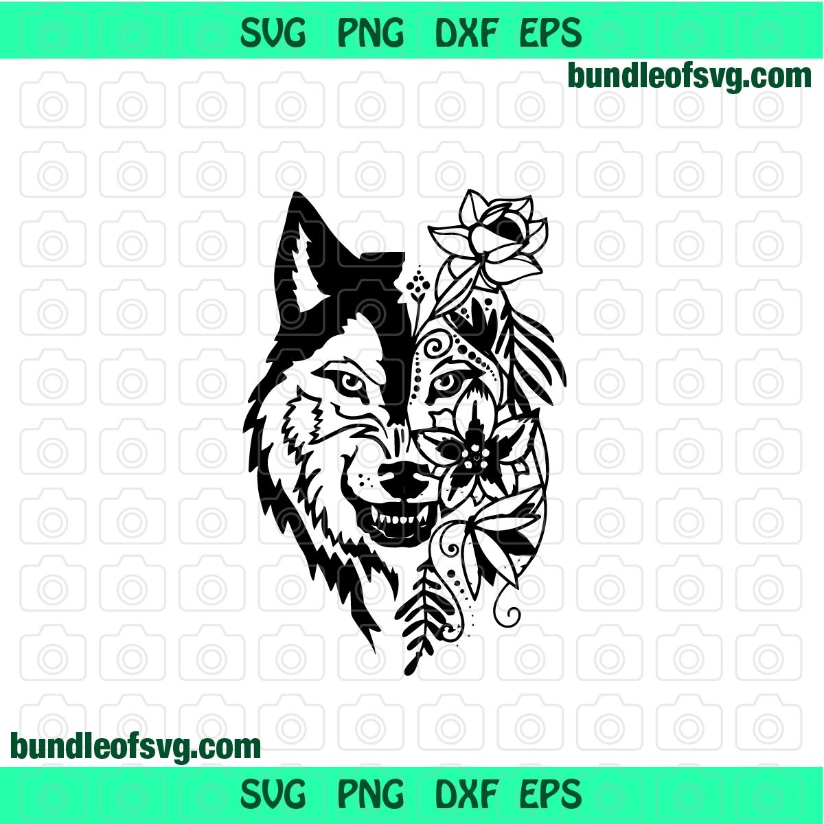 Wolf mandala svg Zentangle Wolves Flower svg Wolf Floral animals Boho